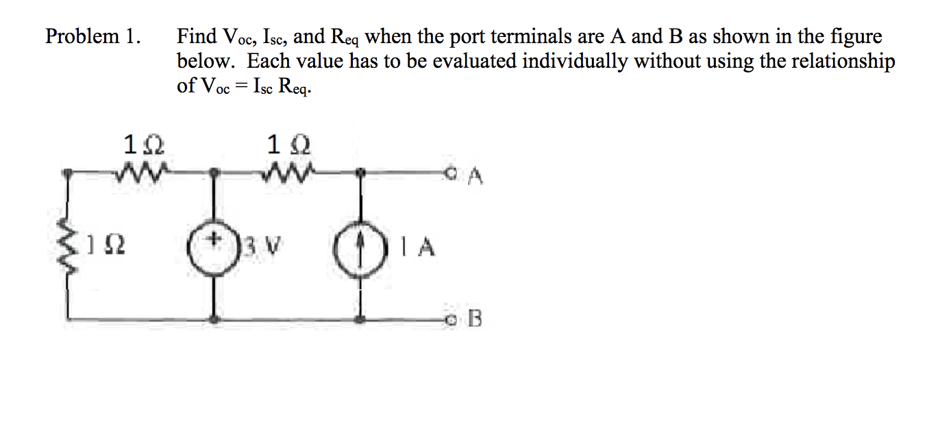Solved Problem 1. Find Voc, Isc, and Req when the port | Chegg.com