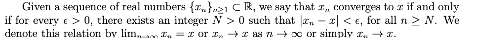 Solved Given a sequence of real numbers {{n}n21 CR, we say | Chegg.com