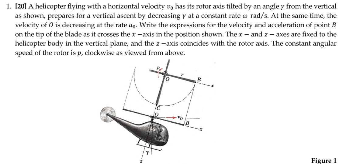 Solved 1. [20] A helicopter flying with a horizontal | Chegg.com