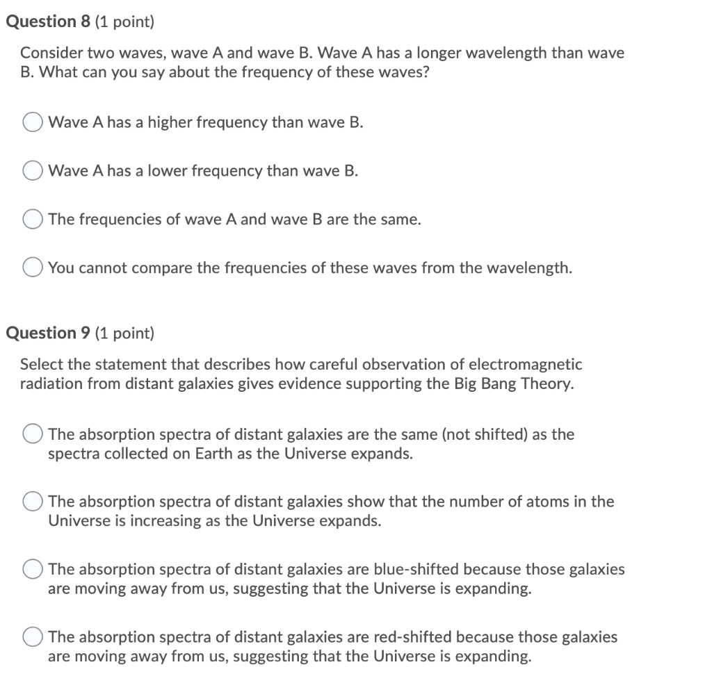 Solved Question 8 (1 point) Consider two waves, wave A and | Chegg.com