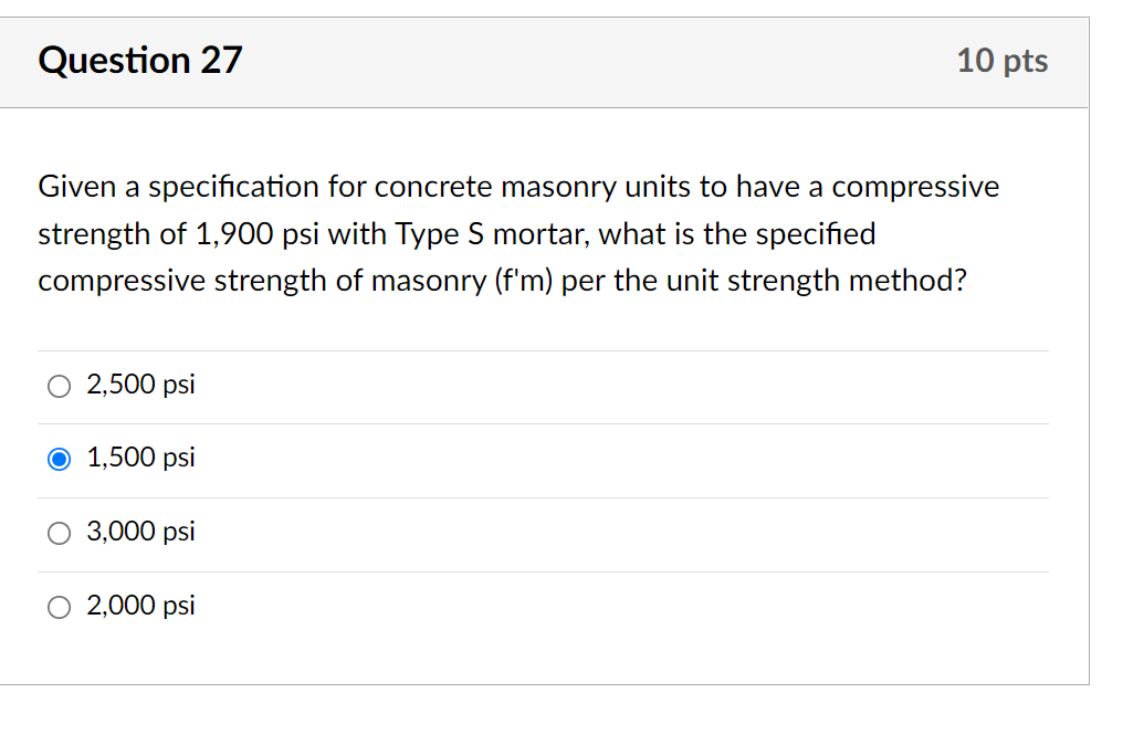 Solved Question 27 10 pts Given a specification for concrete | Chegg.com
