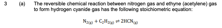 Solved (a) The reversible chemical reaction between nitrogen | Chegg.com
