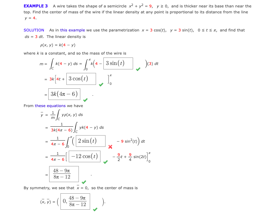 Solved EXAMPLE 3 A wire takes the shape of a semicircle | Chegg.com