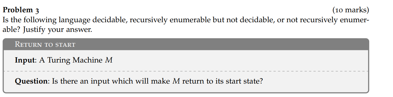 Solved Problem 3 (10 marks) Is the following language | Chegg.com