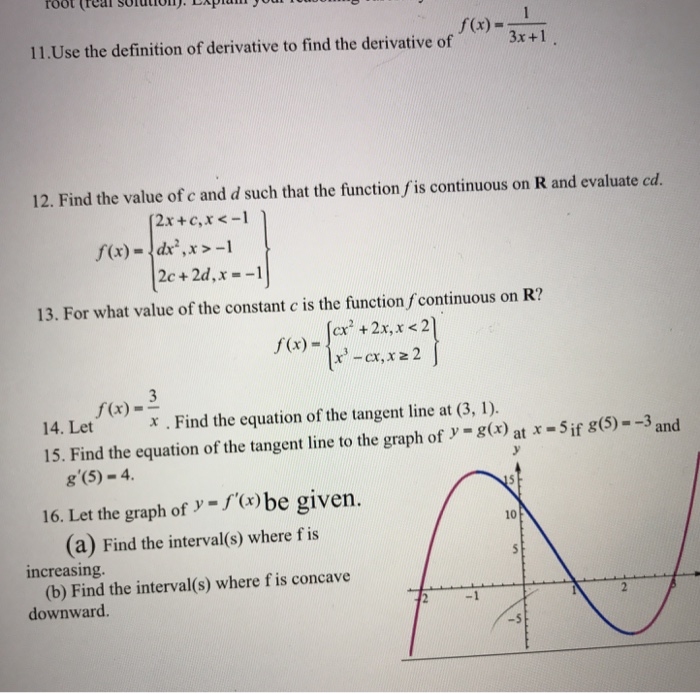 Solved Use the definition of derivative to find the | Chegg.com