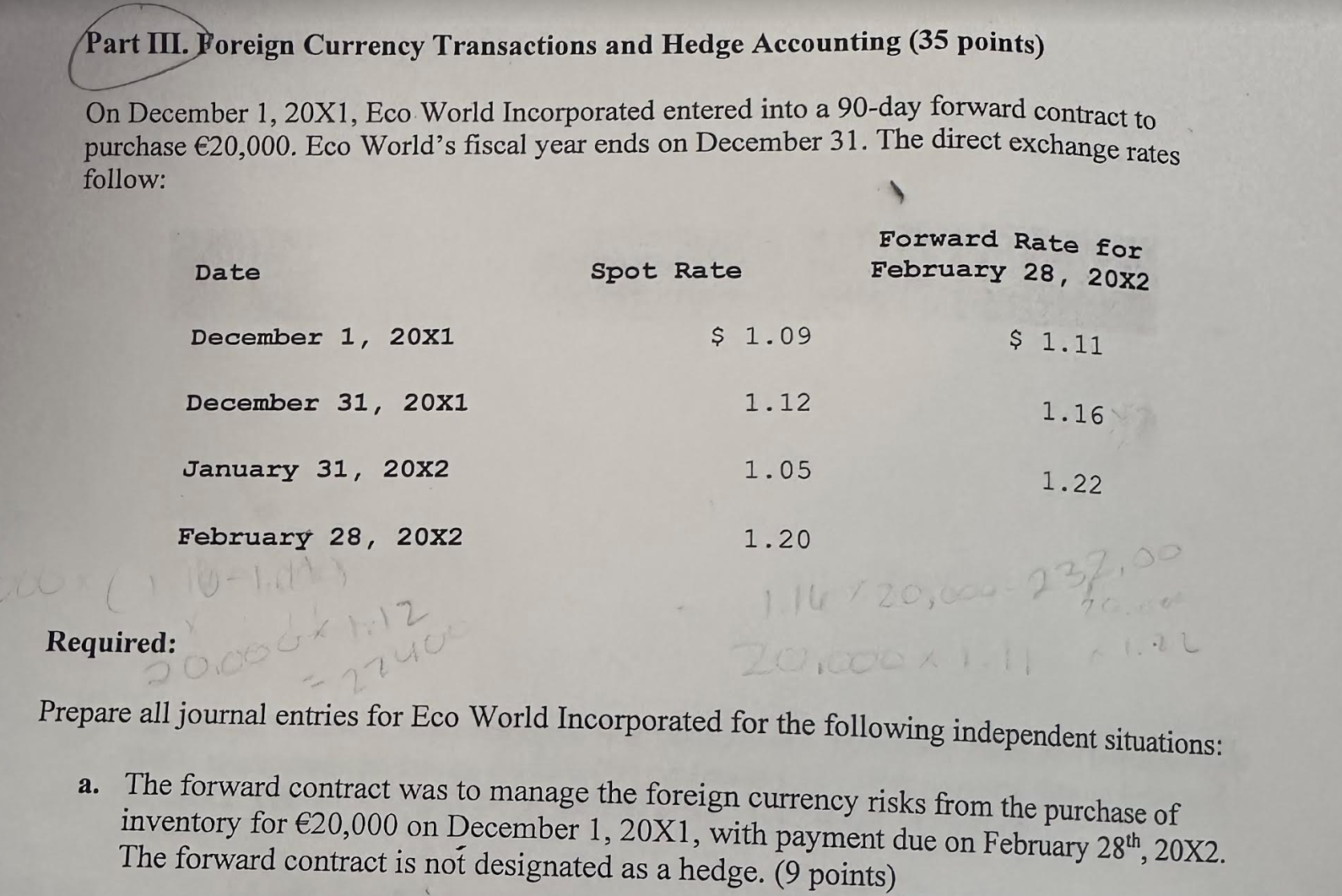 Solved Part III. Yoreign Currency Transactions and Hedge | Chegg.com