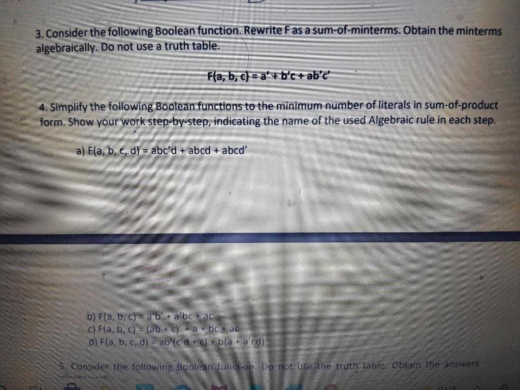 Solved 3. Consider the following Boolean function. Rewrite | Chegg.com