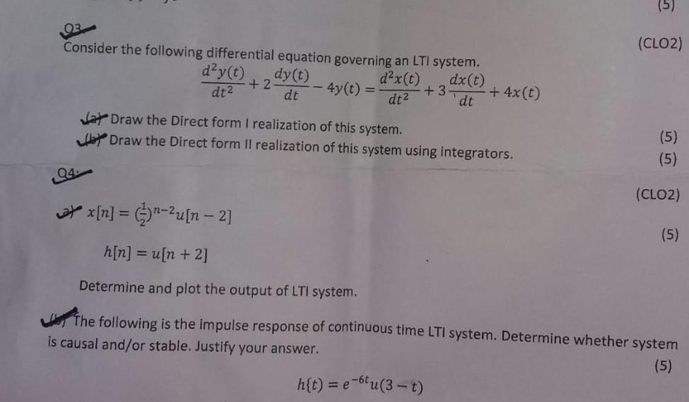Solved Clo2 Consider The Following Differential Equation 