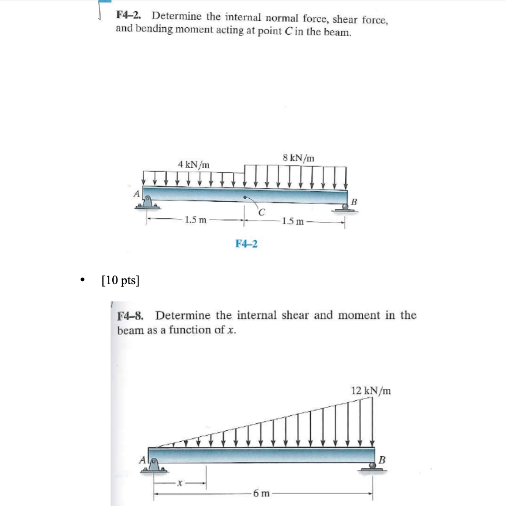 Solved F4-2. Determine the internal normal force, shear | Chegg.com