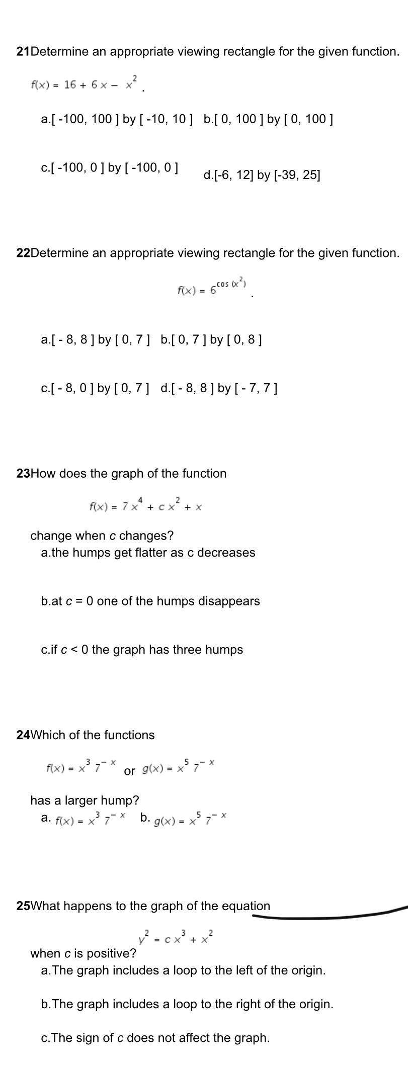 Solved 21Determine an appropriate viewing rectangle for the | Chegg.com