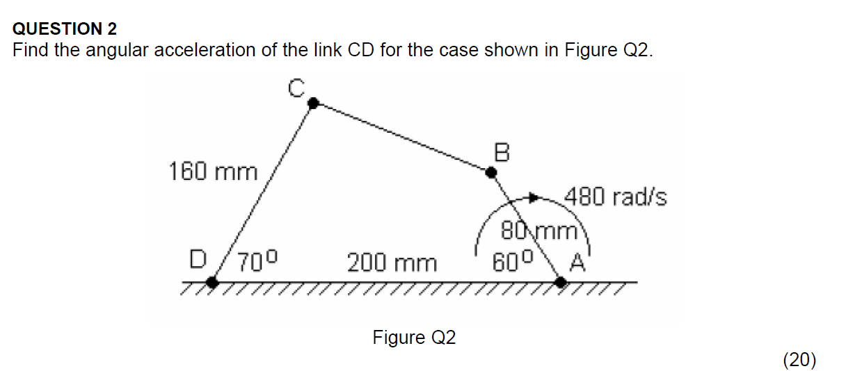 Solved QUESTION 2 Find the angular acceleration of the link | Chegg.com