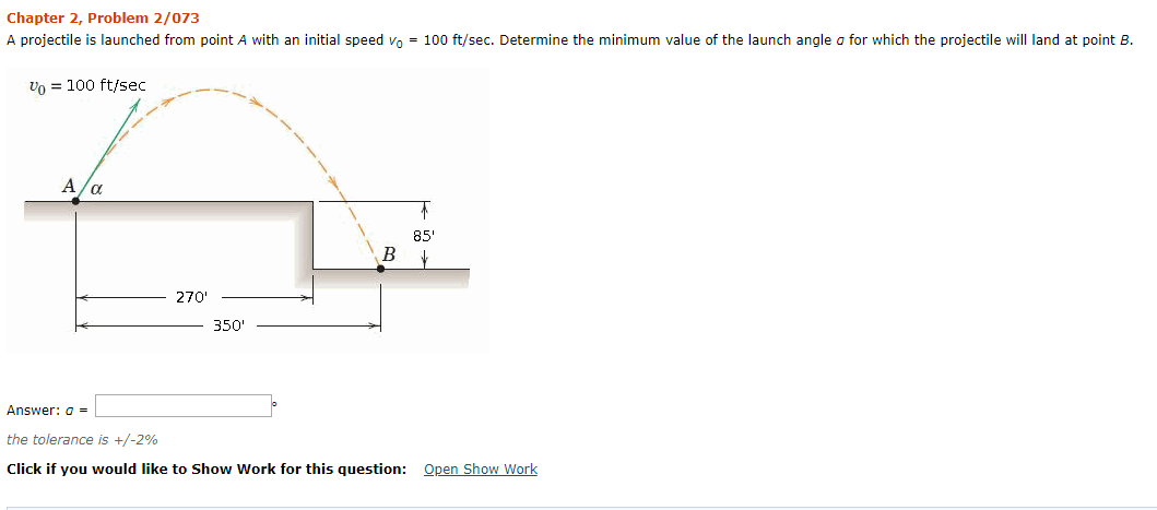 Solved A projectile is launched from point A with an initial | Chegg.com