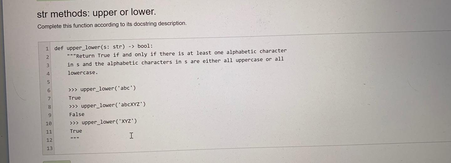 Solved Str Methods Upper Or Lower Complete This Function 