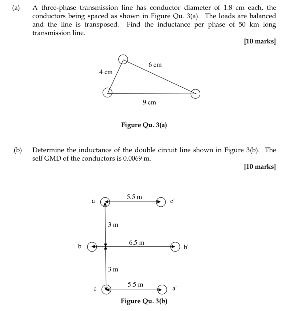 Solved a A Three phase Transmission Line Has Conductor Chegg