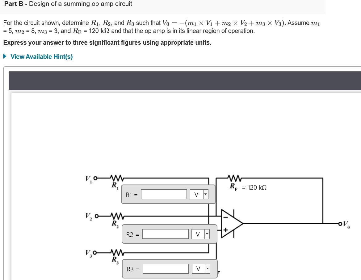 Solved Summing Op Amp Circuits ☺ 7 of 15 Learning Goal: To | Chegg.com