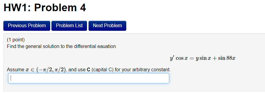 Solved HW1: Problem 4 Previous Problem Problem List Next | Chegg.com