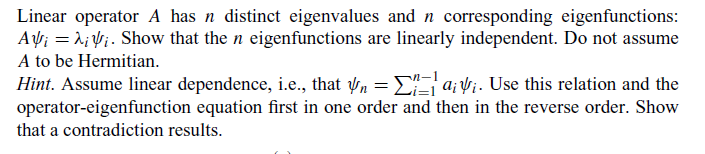 Solved Linear operator A has n distinct eigenvalues and n | Chegg.com