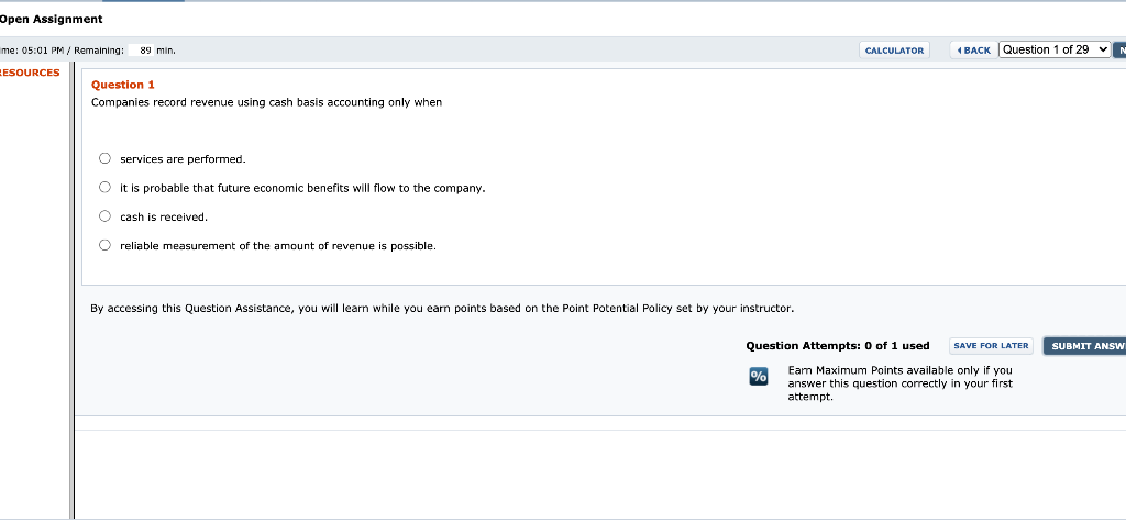 Solved Open Assignment CALCULATOR BACK Question 1 of 29 N | Chegg.com
