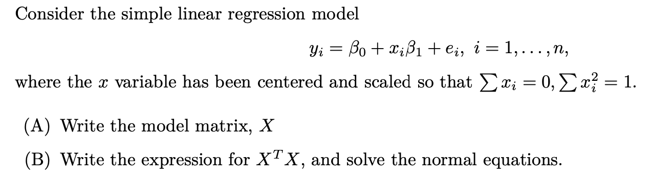 Solved Consider the simple linear regression | Chegg.com