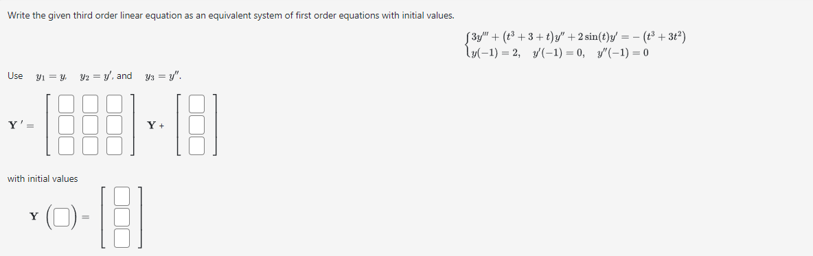 Write The Given Third Order Linear Equation As An