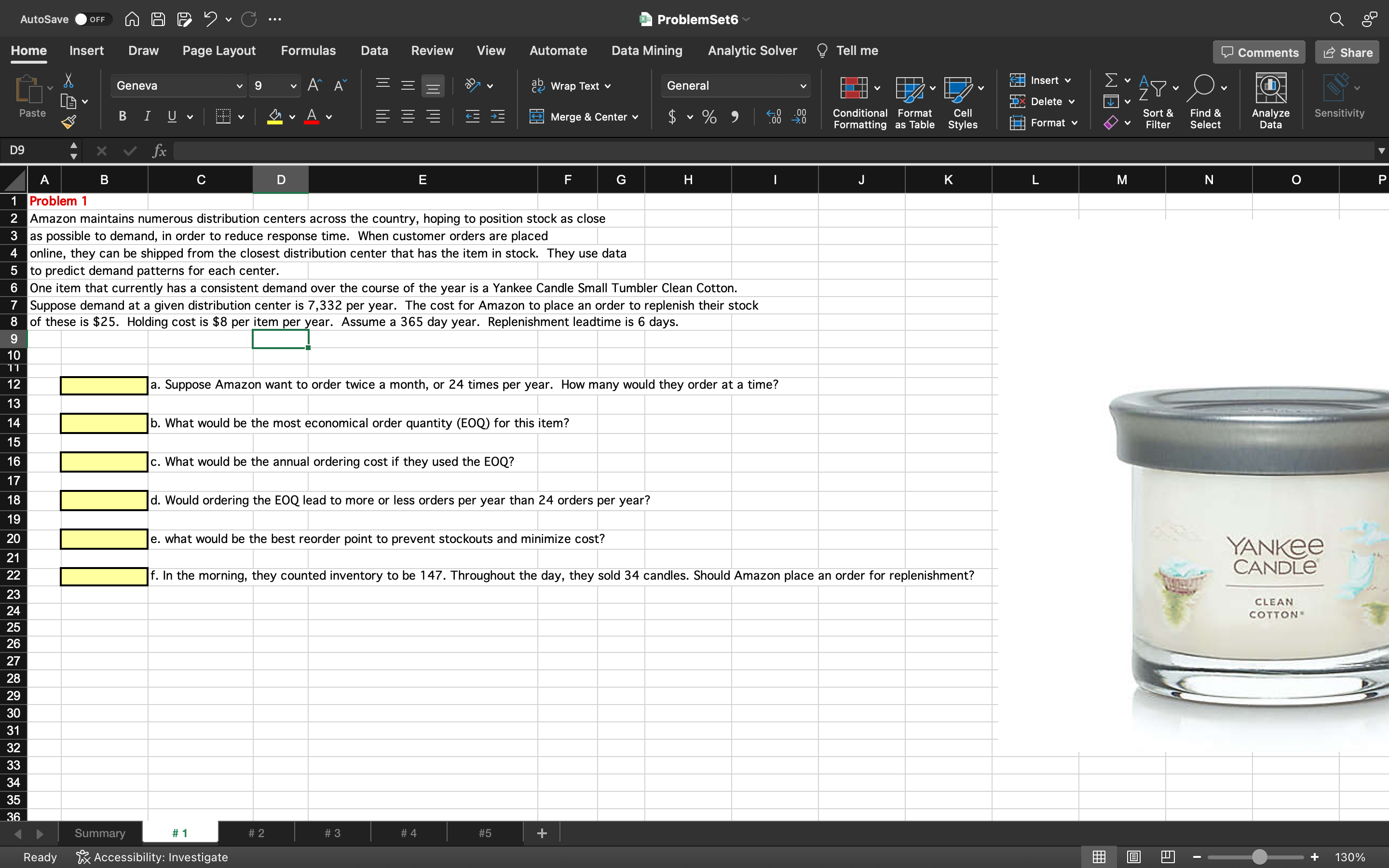 Solved Show work in Excel | Chegg.com