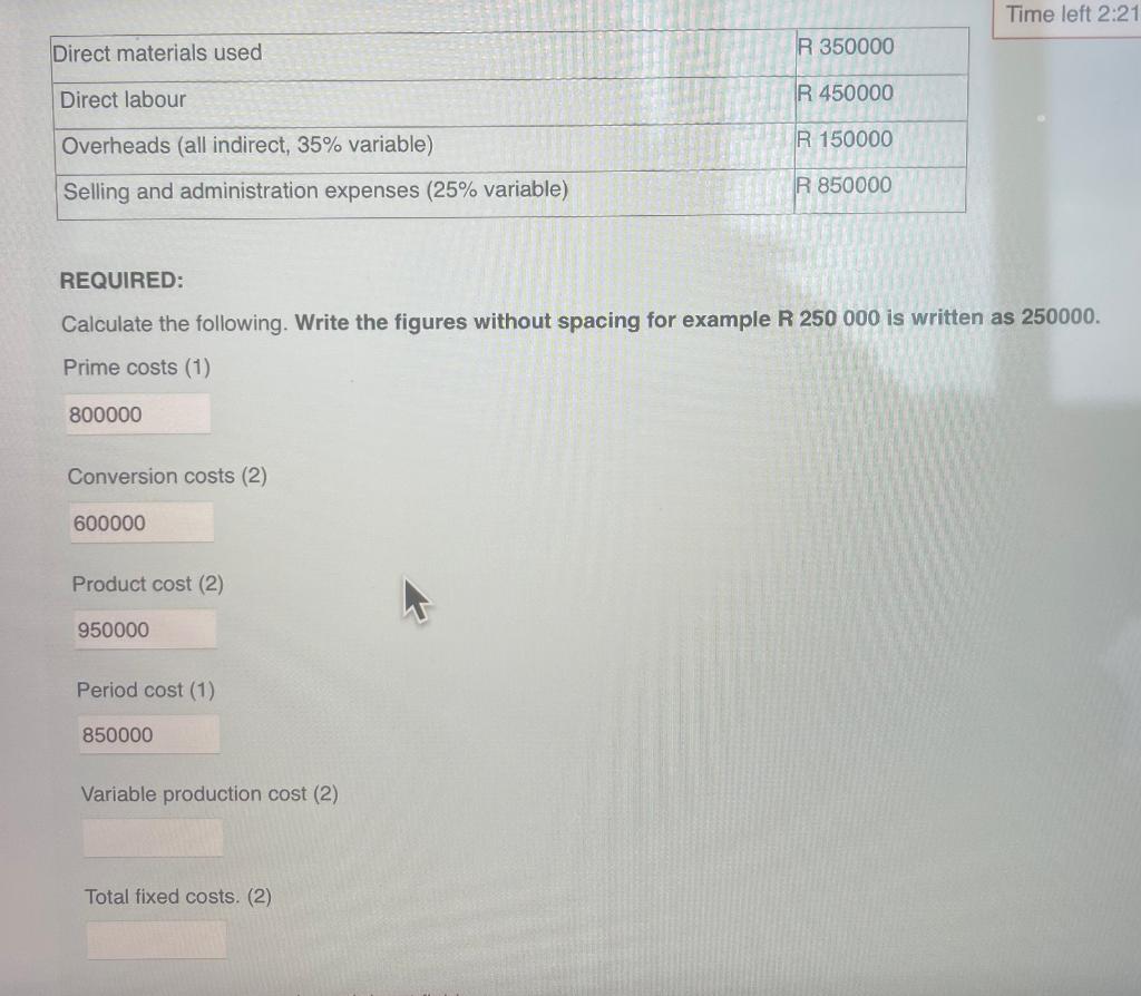 Solved Period cost (1) Variable production cost (2) | Chegg.com