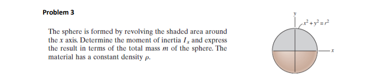 Solved Problem 3 +y=r? The sphere is formed by revolving the | Chegg.com