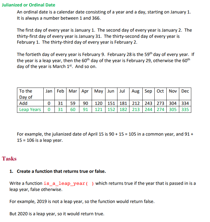 Solved ulianized or Ordinal Date An ordinal date is a | Chegg.com