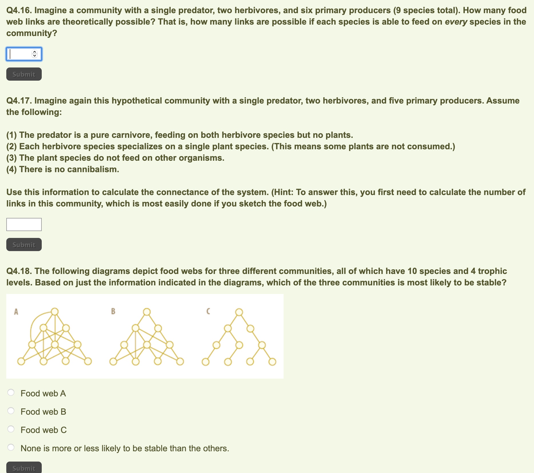 Solved Q4.16. Imagine a community with a single predator, | Chegg.com