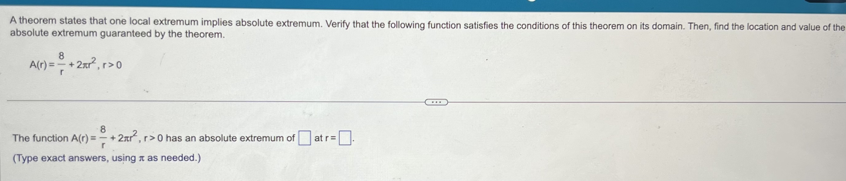 Solved A theorem states that one local extremum implies | Chegg.com