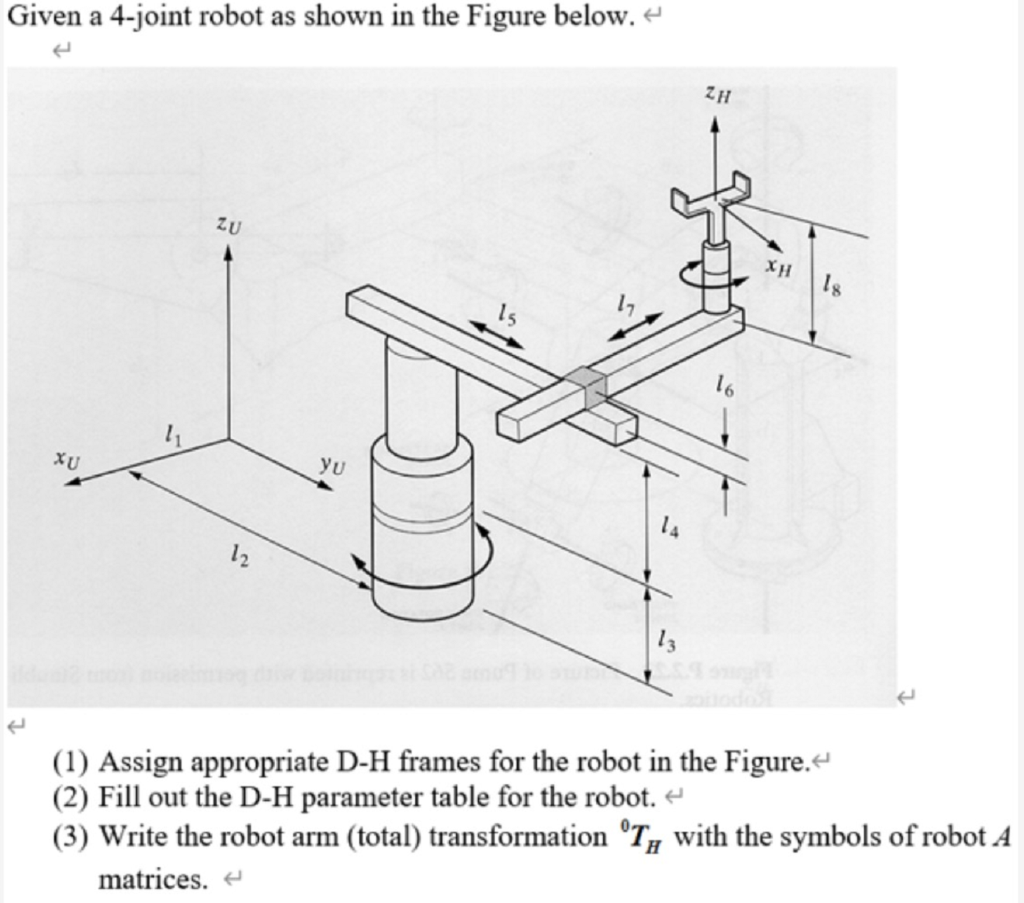Solved Given a 4-joint robot as shown in the Figure below. | Chegg.com