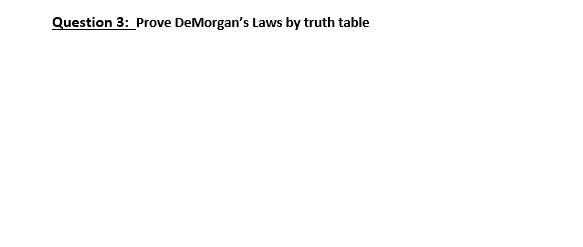 Solved Question 3: Prove De Morgan's Laws by truth table | Chegg.com