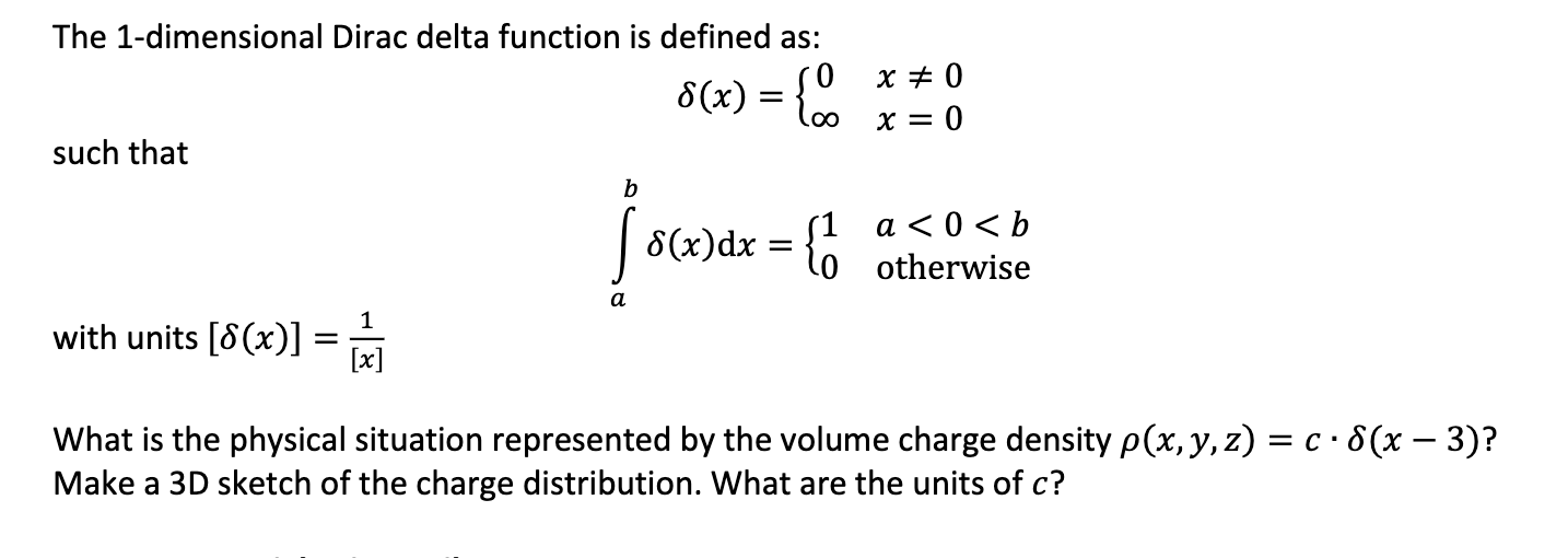 Solved The 1-dimensional Dirac delta function is defined as: | Chegg.com