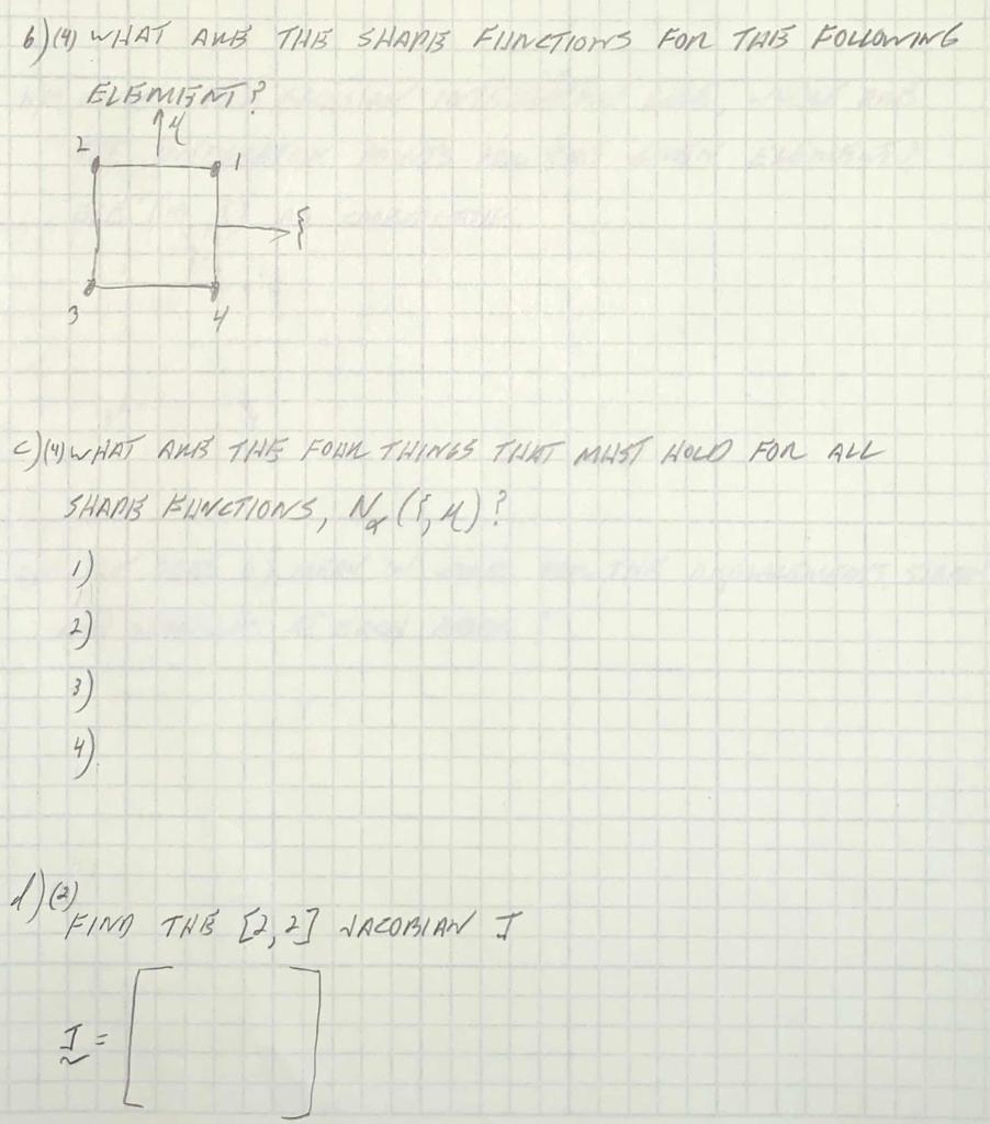 Solved 6) (4) WHAT ARE THE SHAPE FUNCTIONS FOR THE FOLLOWING | Chegg.com