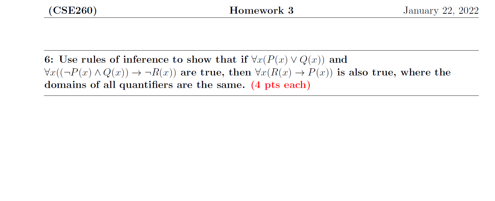 Solved (CSE260) Homework 3 January 22, 2022 6: Use rules of | Chegg.com