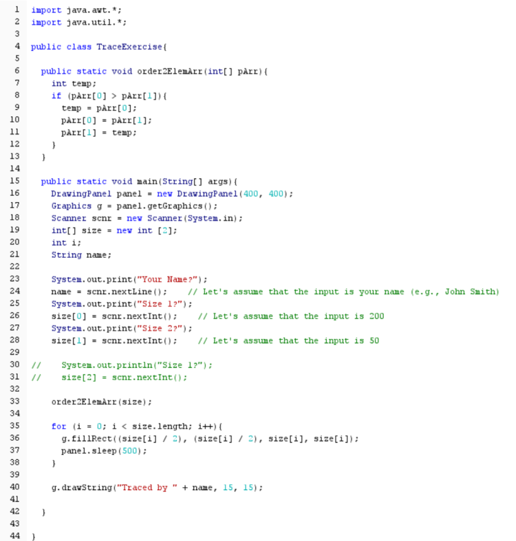 Solved please find the trace and output of the code :) | Chegg.com