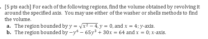 Solved · [5 pts each] For each of the following regions, | Chegg.com