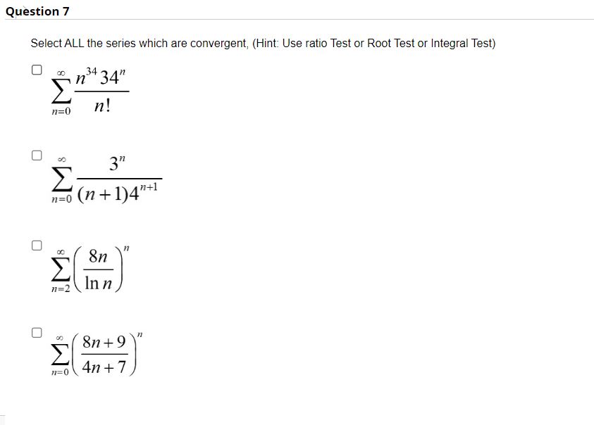 Solved q7Question 7Select ALL the series which are | Chegg.com