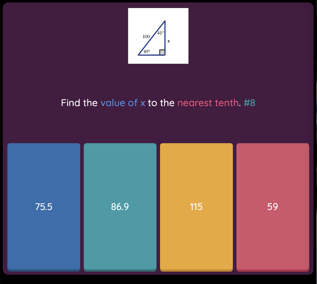Solved Find the value of x to the nearest tenth. \#8 | Chegg.com