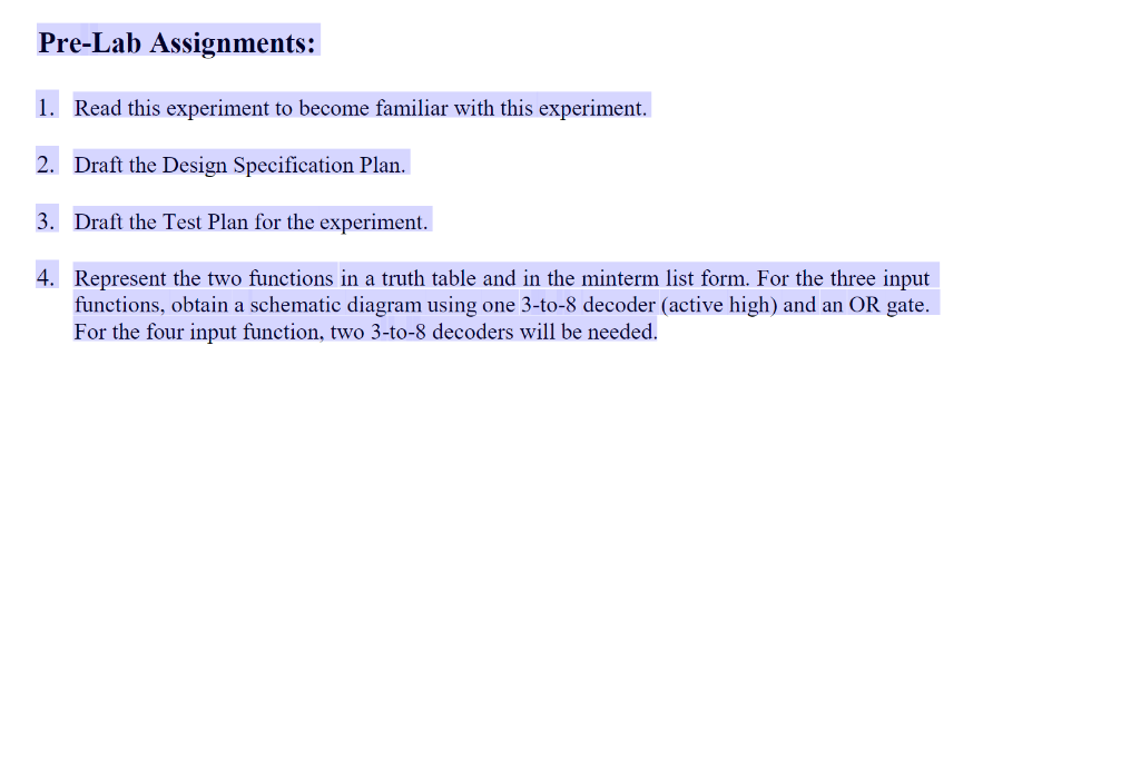 Pre-Lab Assignments: 1. Read this experiment to | Chegg.com