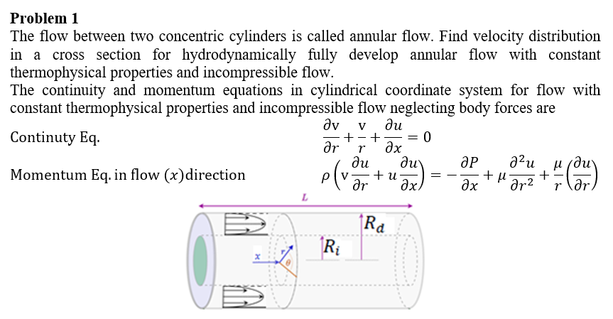 Solved Problem 1The flow between two concentric cylinders is | Chegg.com