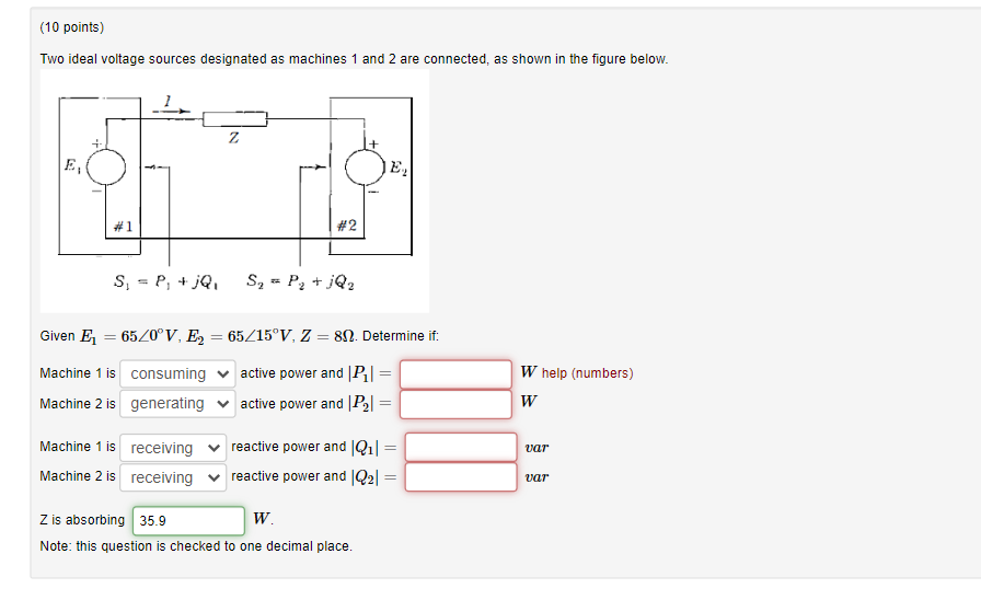 Solved (10 ﻿points)Two ideal voltage sources designated as | Chegg.com
