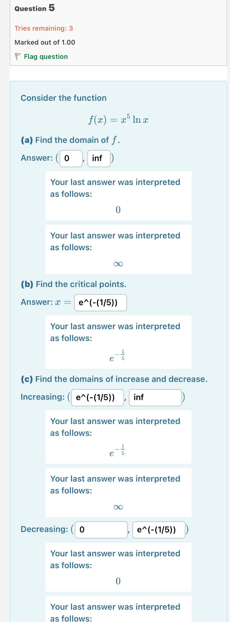Tries remaining: 3 Marked out of 1.00 ∇ Flag question | Chegg.com