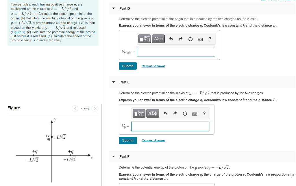 Solved Part D Two particles, each having positive charge q, | Chegg.com
