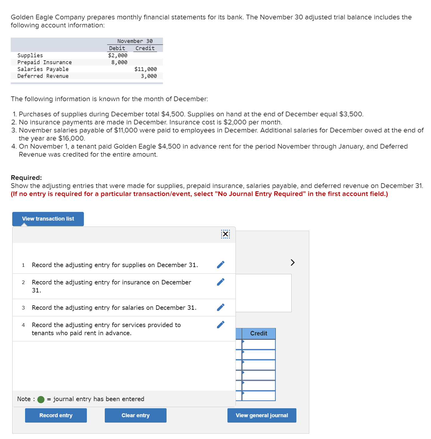 Solved Golden Eagle Company prepares monthly financial | Chegg.com