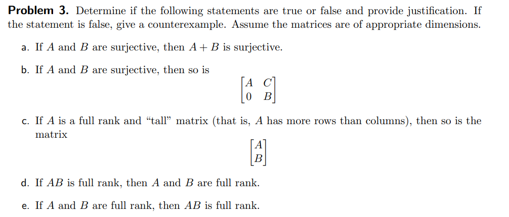 Solved Problem 3. Determine if the following statements are | Chegg.com