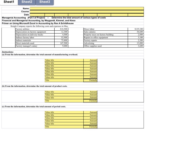 Solved Sheet1 Sheet2 Sheet3 Name Course Date e total amount | Chegg.com