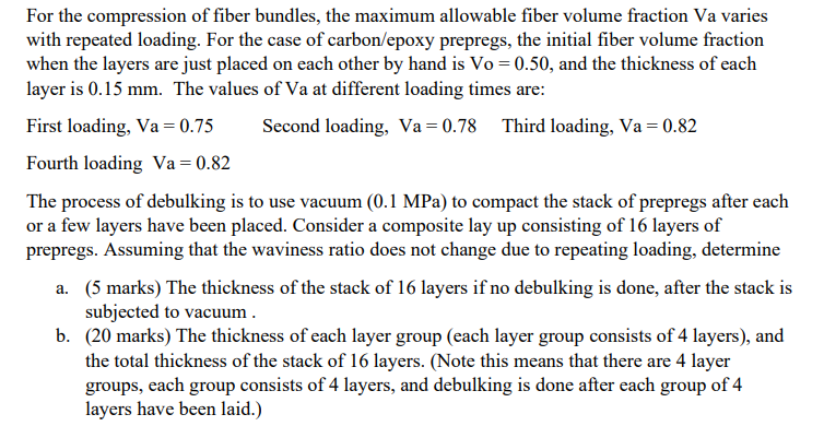 Solved For the compression of fiber bundles, the maximum | Chegg.com