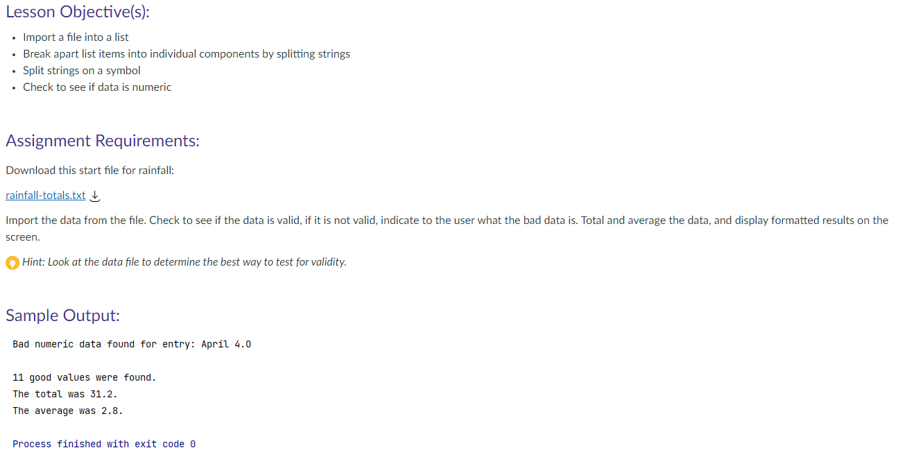 Solved Lesson Objective(s): - Import a file into a list - | Chegg.com