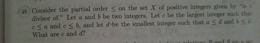 Solved /48. Consider the partial order S on the set X of | Chegg.com